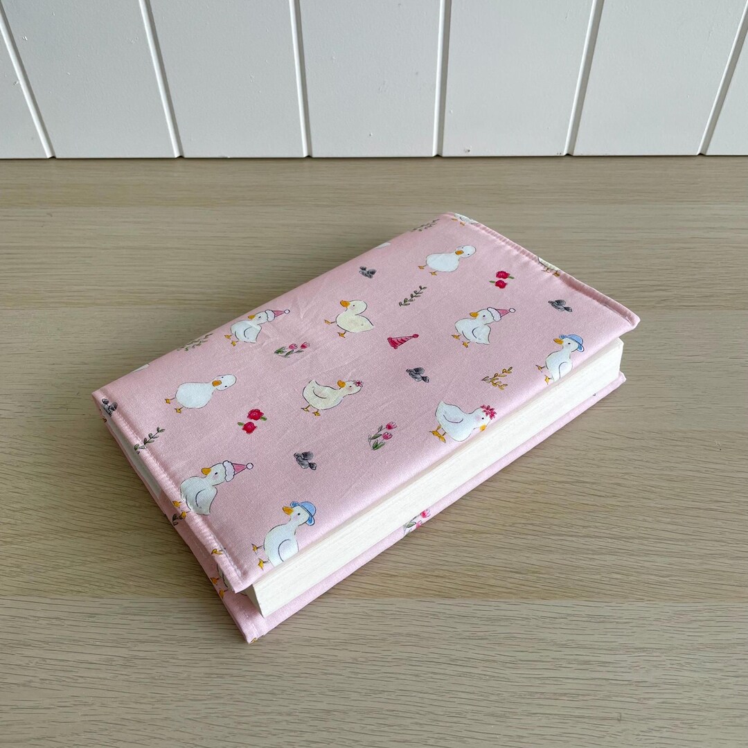 Adjustable Book Cover / Dust Jacket - Duck Meadow Fabric With White ...