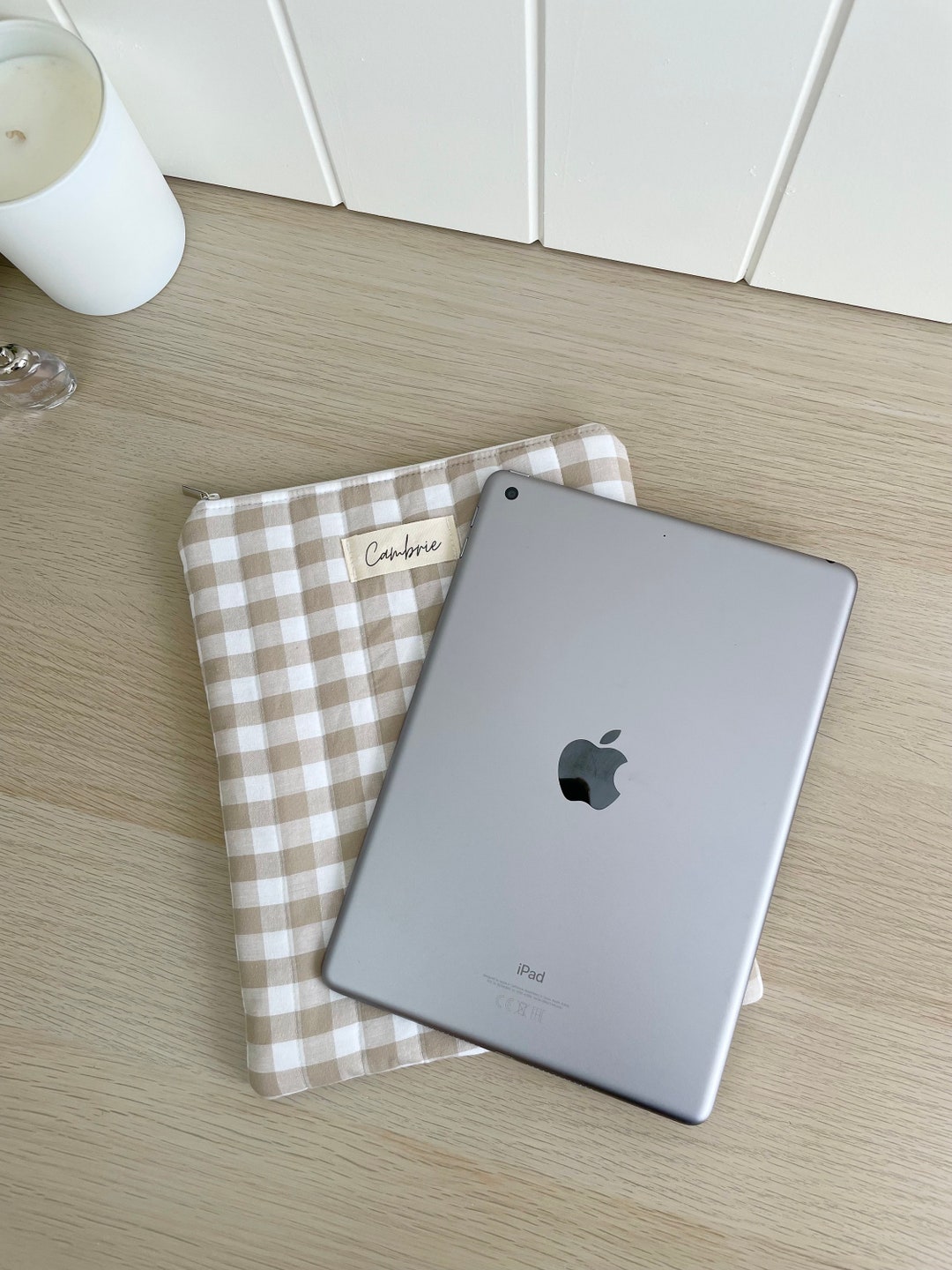 Quilted Beige Gingham iPad / Tablet Sleeve, iPad / Tablet Case, iPad ...