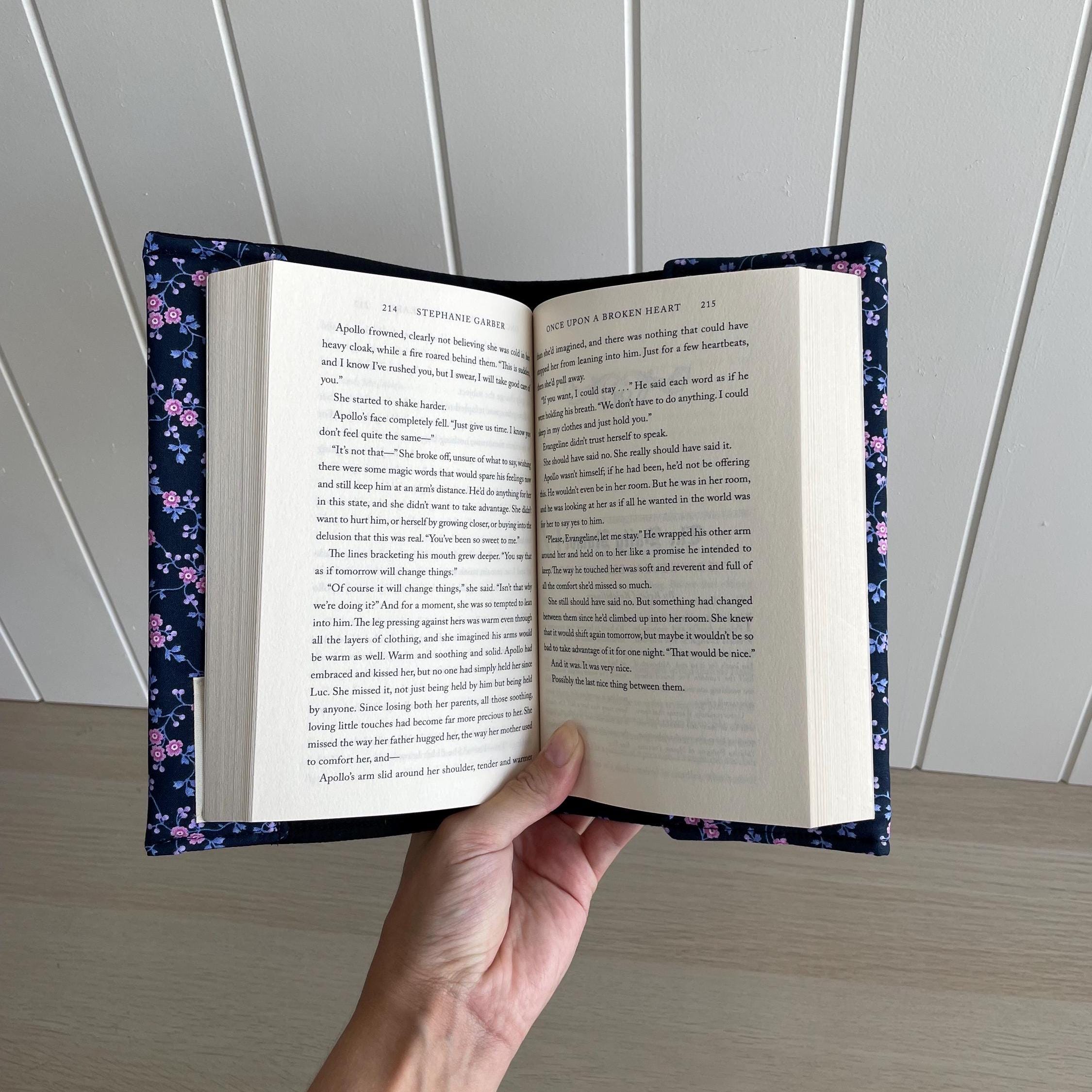 Adjustable Book Cover / Dust Jacket - Dark Indigo Vines Fabric With ...