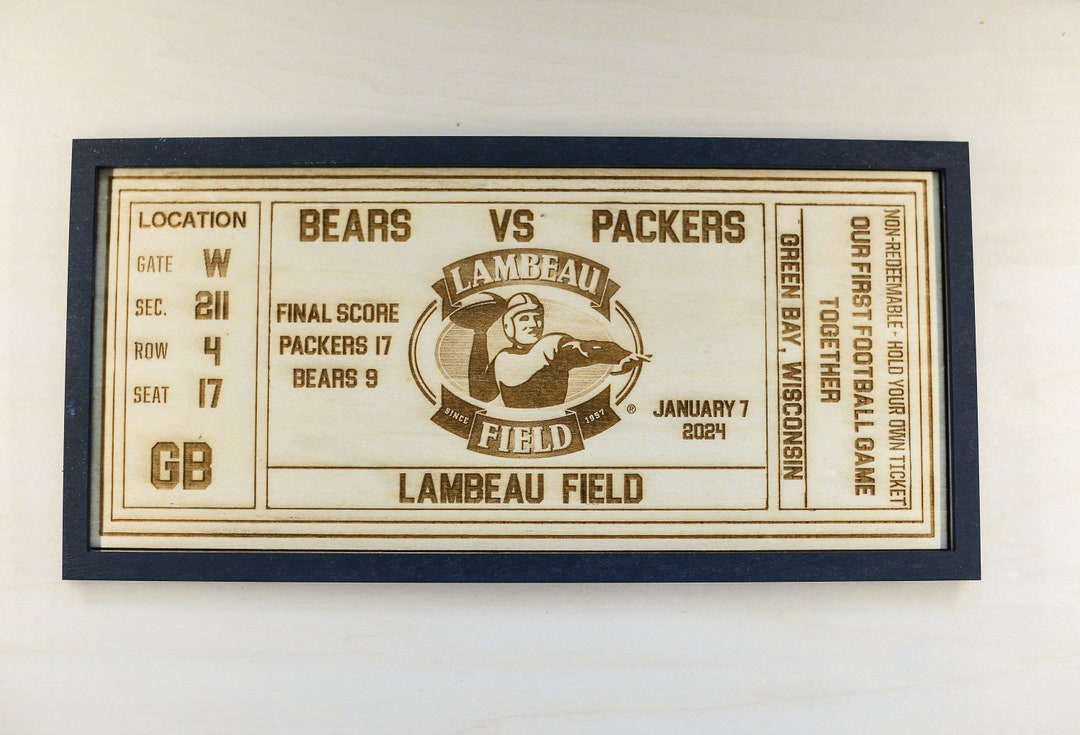 Personalized Lambeau Field Green Bay Packers Ticket Wood Engraved Wall ...