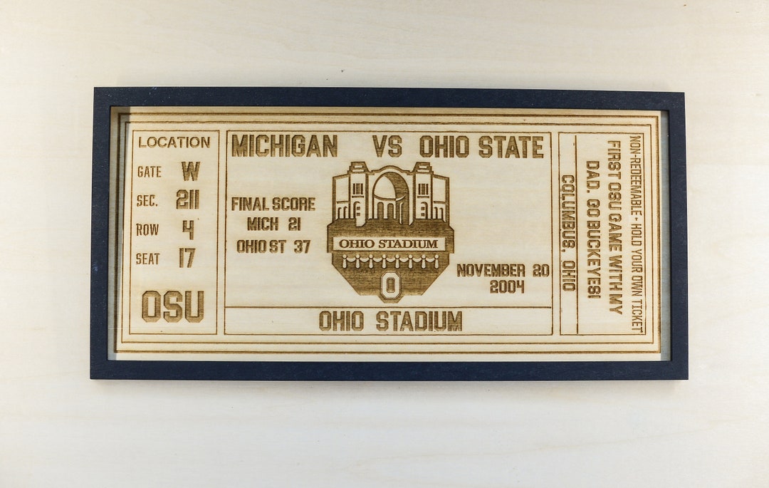 Personalized Ohio State Buckeyes OSU Ticket Wood Engraved Wall Hanging ...