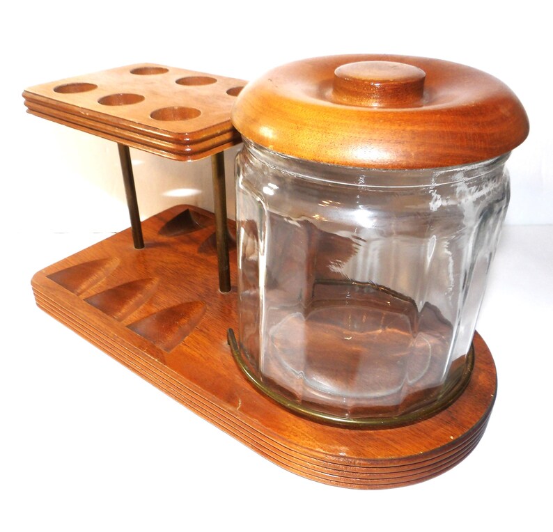Solid Wood, Decatur Industries, Six Pipe Rack W/glass Humidor 1950s/60s ...
