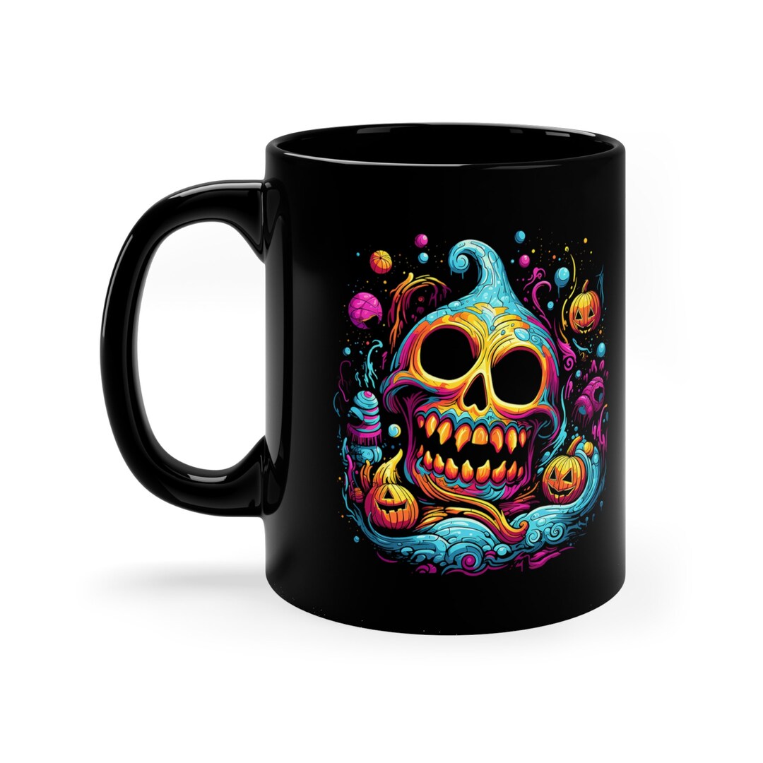 Psychedelic Halloween Skull: 11oz Black Coffee Mugpsychedelic - Etsy