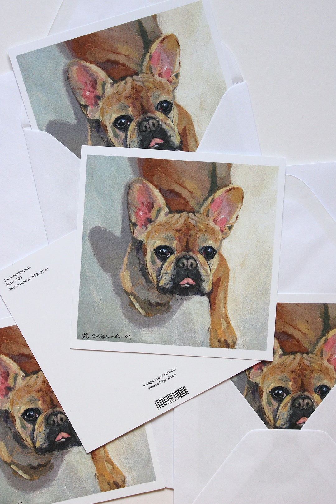 French Bulldog Card Artist Postcard Dog Pet Portrait Print of Original ...