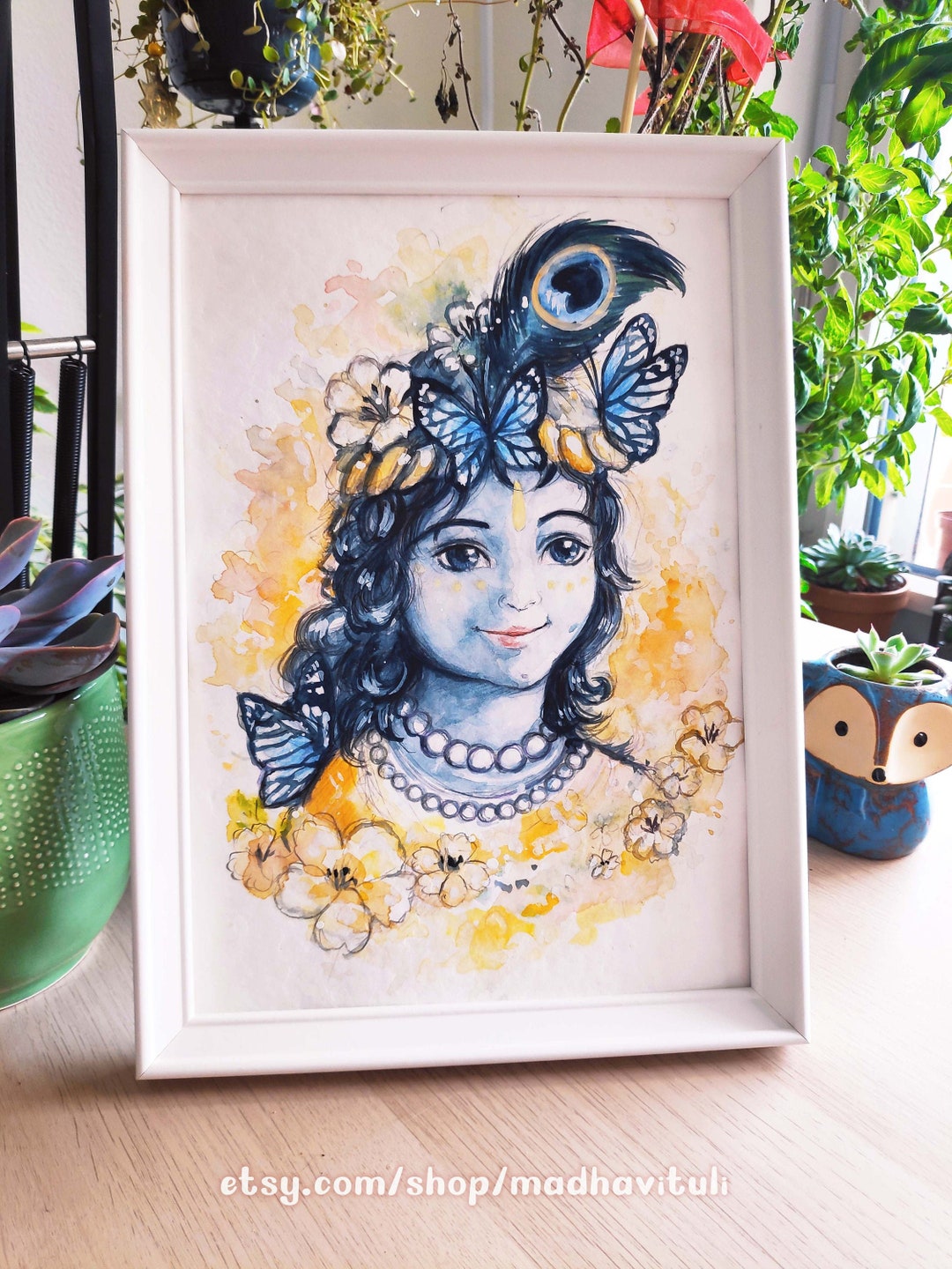 Gopal Ji Little Sri Krishna Portrait Original Artwork Govinda Radha ...
