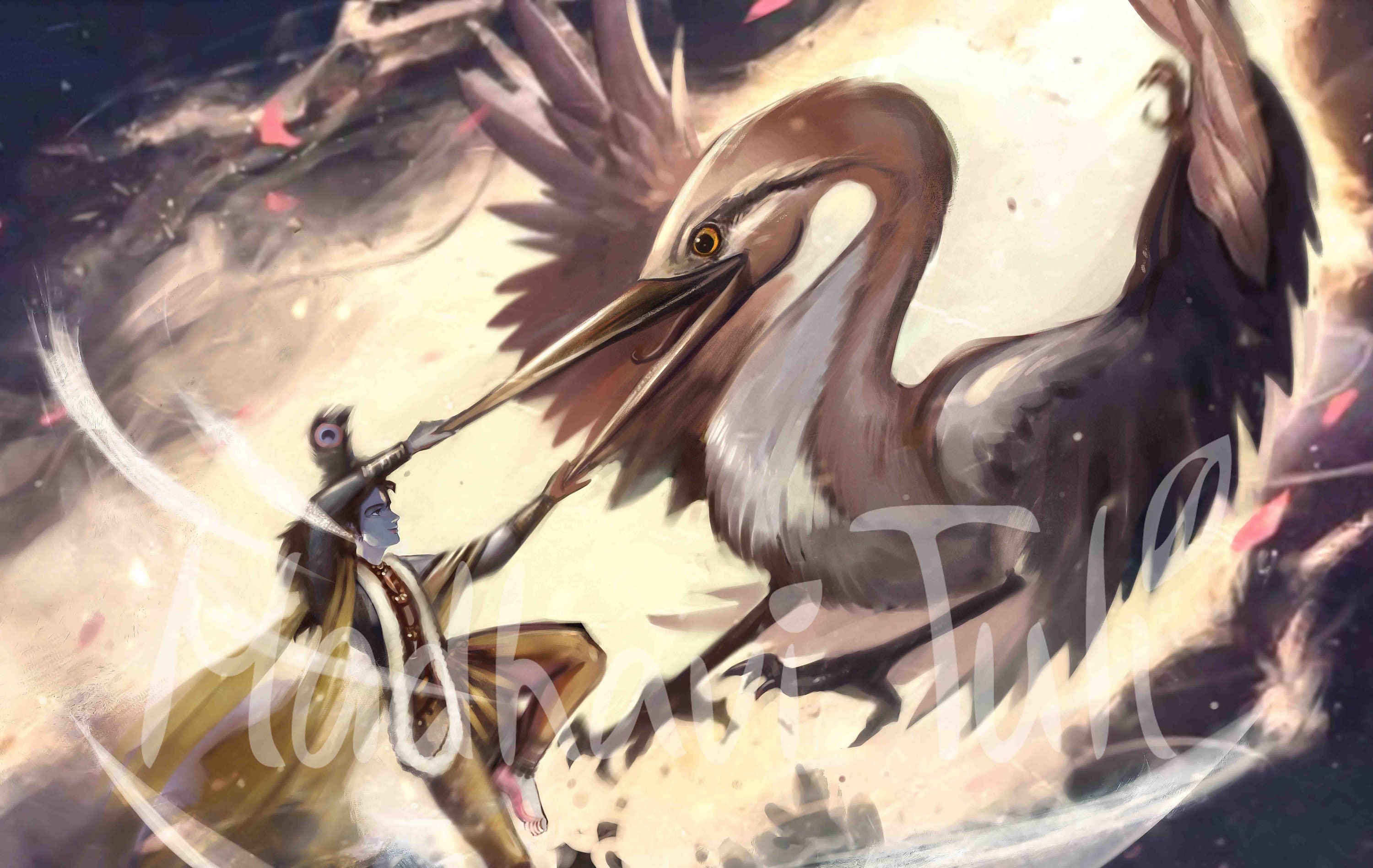 HD File Shri Krishna Fighting Bakasura Shrimad Bhagavatam, Veda Hare ...