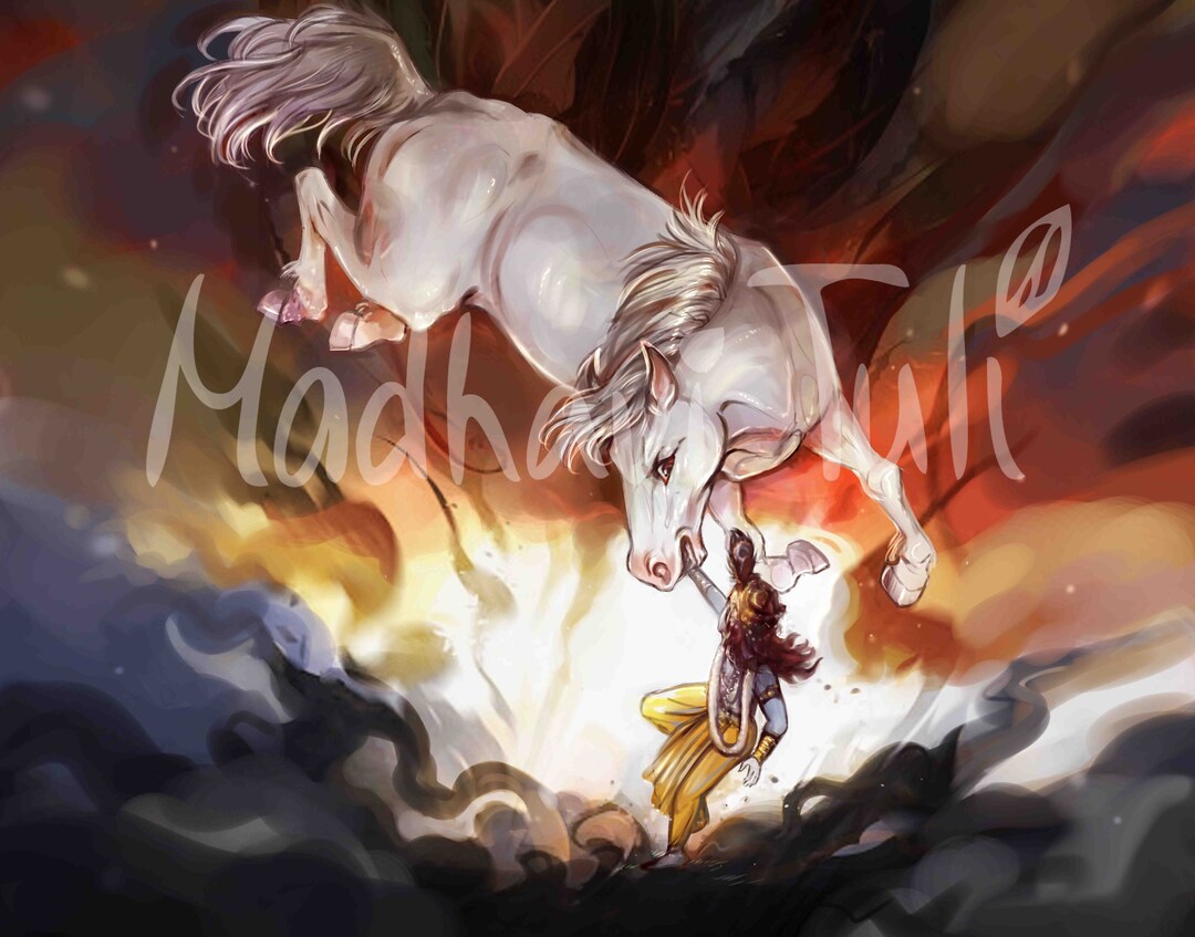 HD File Shri Krishna Fighting Keshi Shrimad Bhagavatam, Veda Hare ...