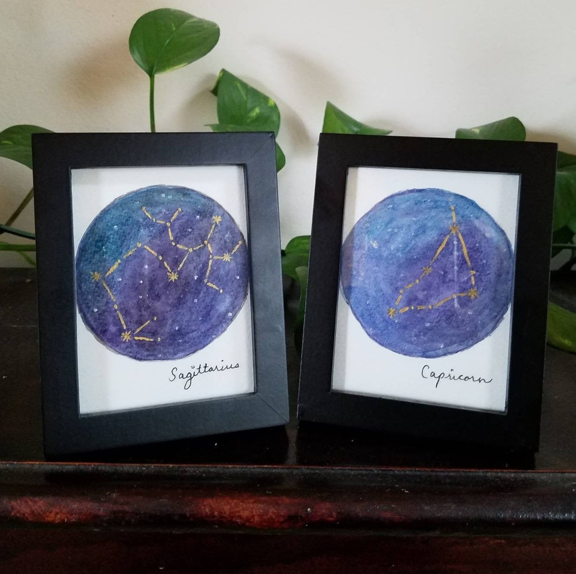 Framed Astrology Sign Original Watercolor Mini Painting, Zodiac ...