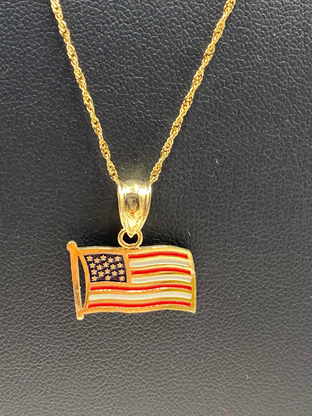 10k American Flag Pendent. 00515 - Etsy
