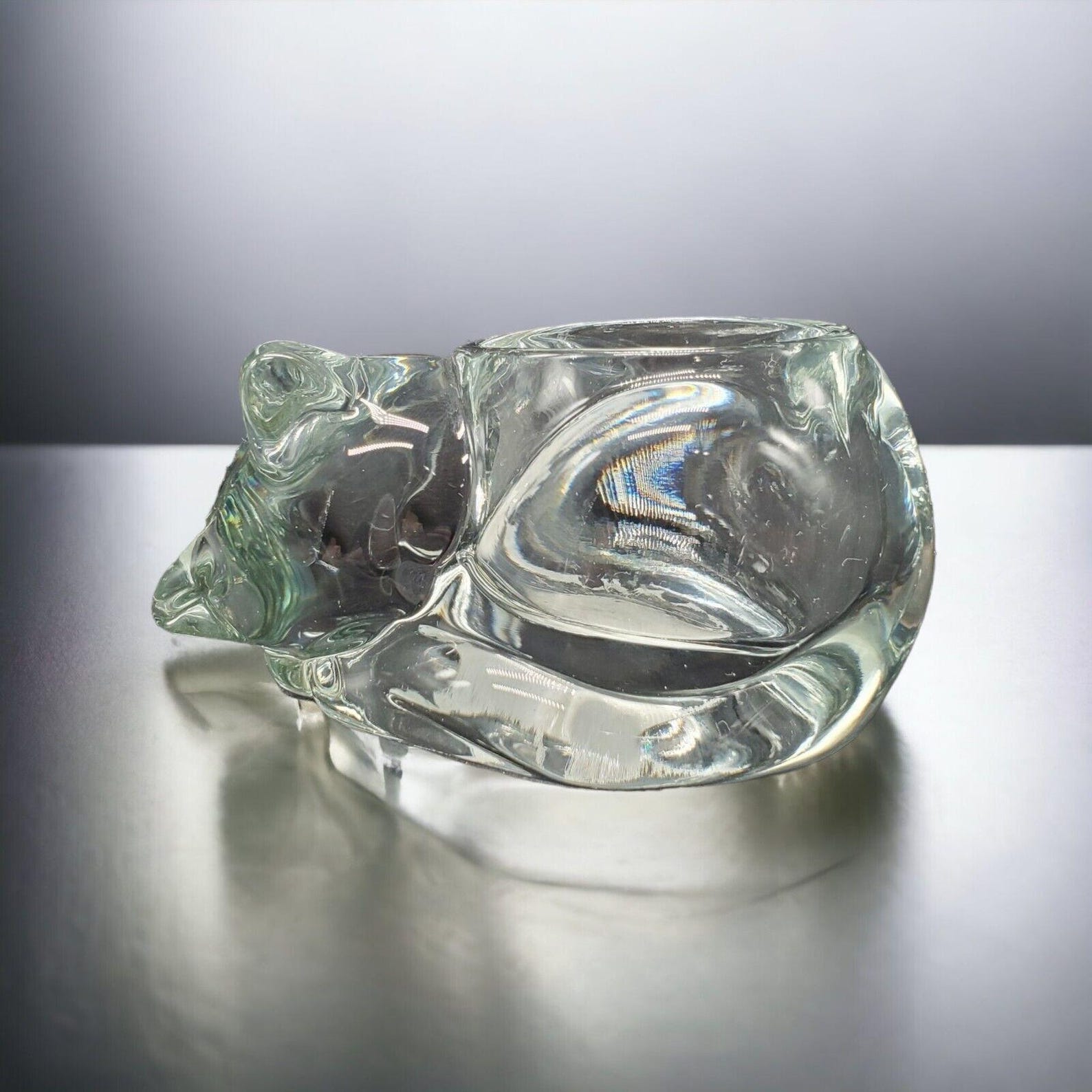 Vintage Indiana Glass Sleeping Cat Votive Candle Holder USA - Etsy