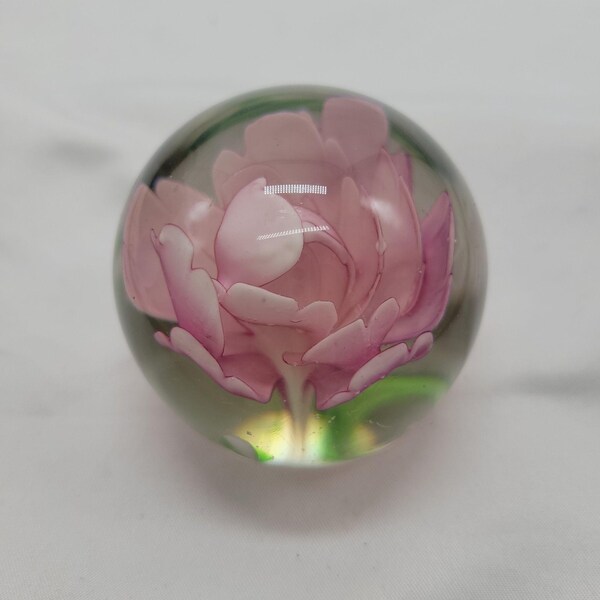Vintage Flowers Paperweight Glass - Etsy