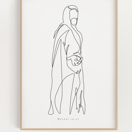 Jesus Portrait Line Art LDS Art Printable Baptism Gift - Etsy