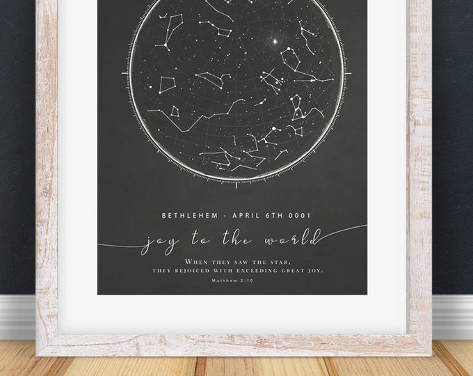 Star Map of Jesus Christ's Birthday Actual Stars in the Sky Above ...