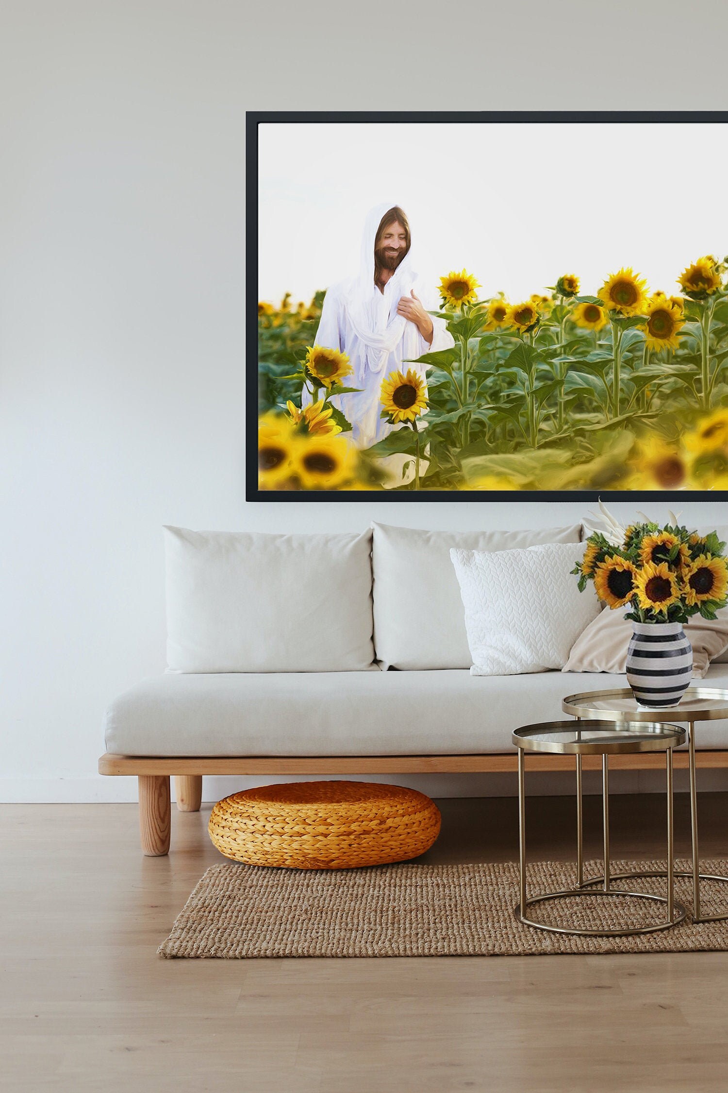 Jesus Christ Fine Art Printable Sunflower Field LDS Art - Etsy
