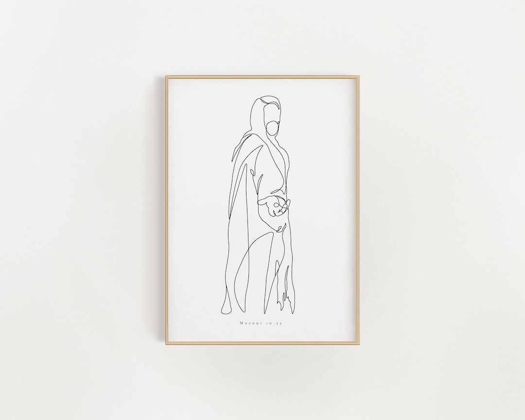 Jesus Portrait Line Art, LDS Art, Printable, Baptism Gift, Jesus Print ...