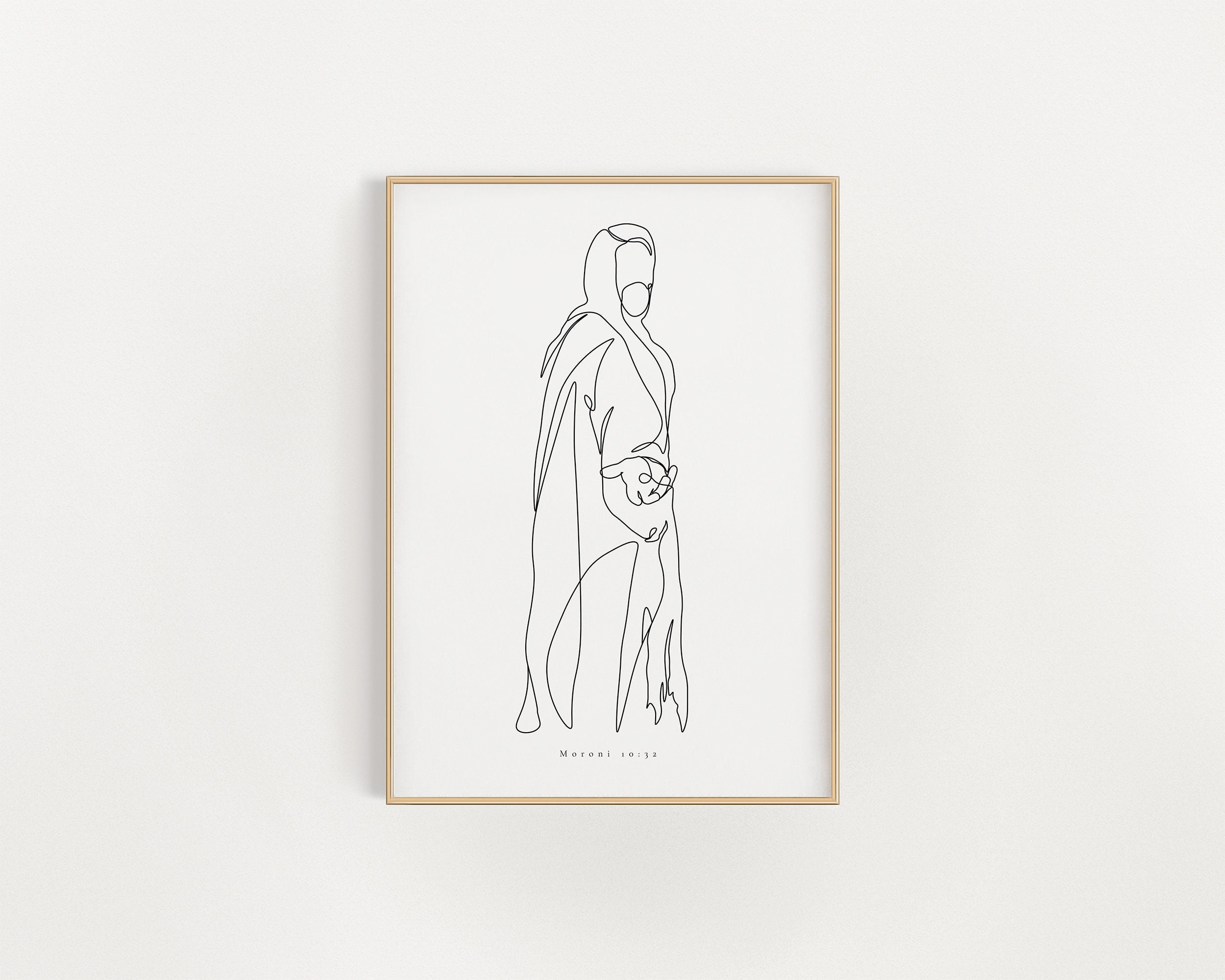 Jesus Portrait Line Art LDS Art Printable Baptism Gift - Etsy Australia