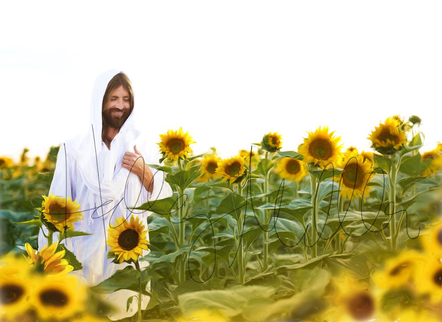 Jesus Christ Fine Art Print: Sunflower Field LDS Art (digital Download ...