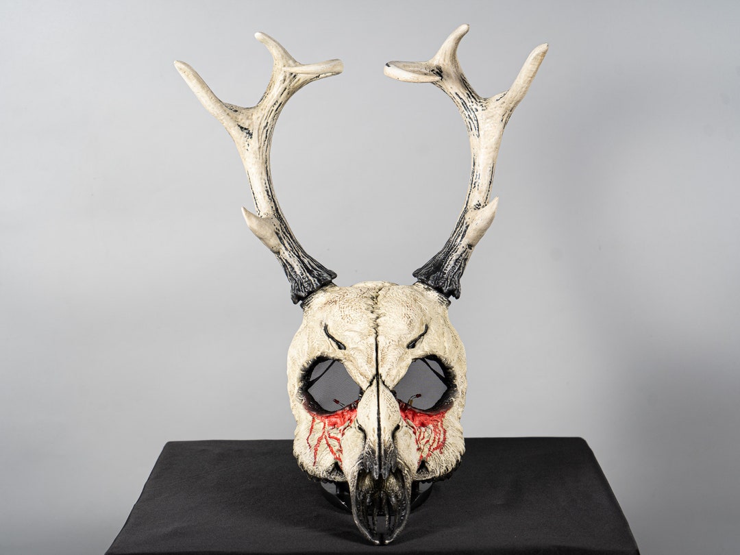Deer Skull Bloody Mask With Big Horns Animal Skull Deer - Etsy