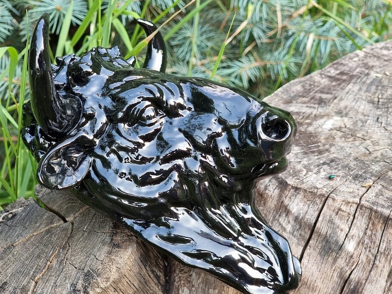 Black Bull Horns Wall Decor Handmade Bull Head Sculpture - Etsy