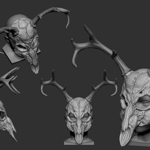 Deer Skull Mask 2 Horns 3D Model / Deer Skull STL Files / 3D Print ...