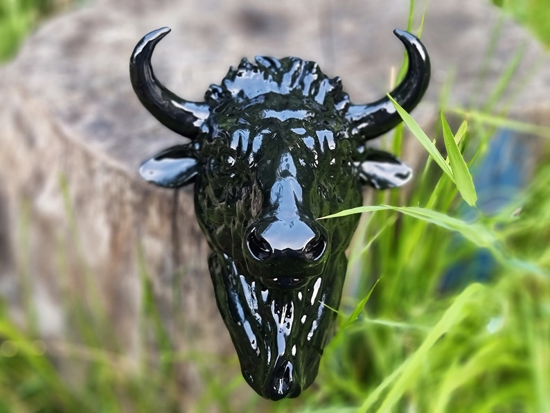 Black Bull Horns Wall Decor Handmade Bull Head Sculpture - Etsy