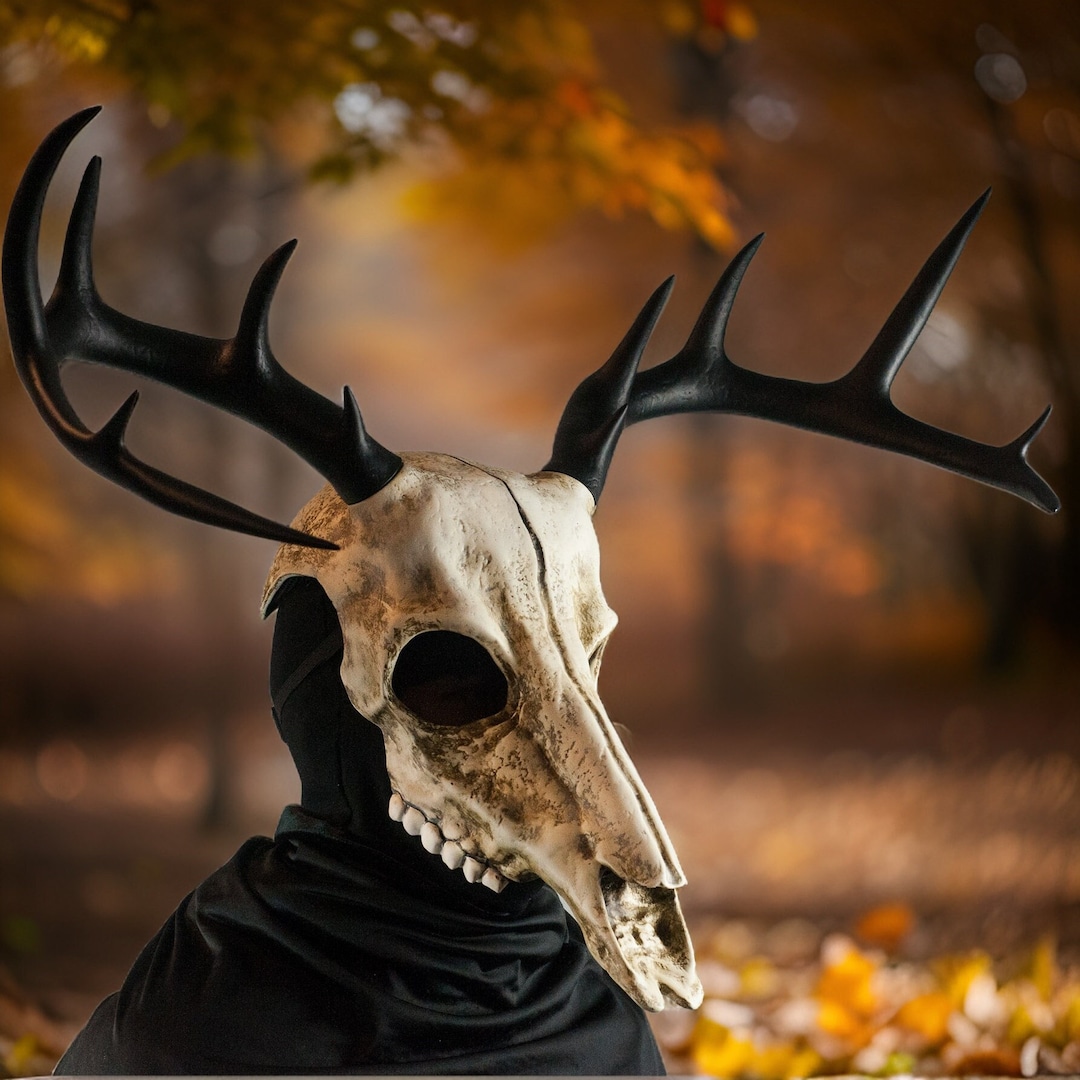 Deer Skull Mask With Black Antlers / Halloween Mask / Deer Skull Mask ...