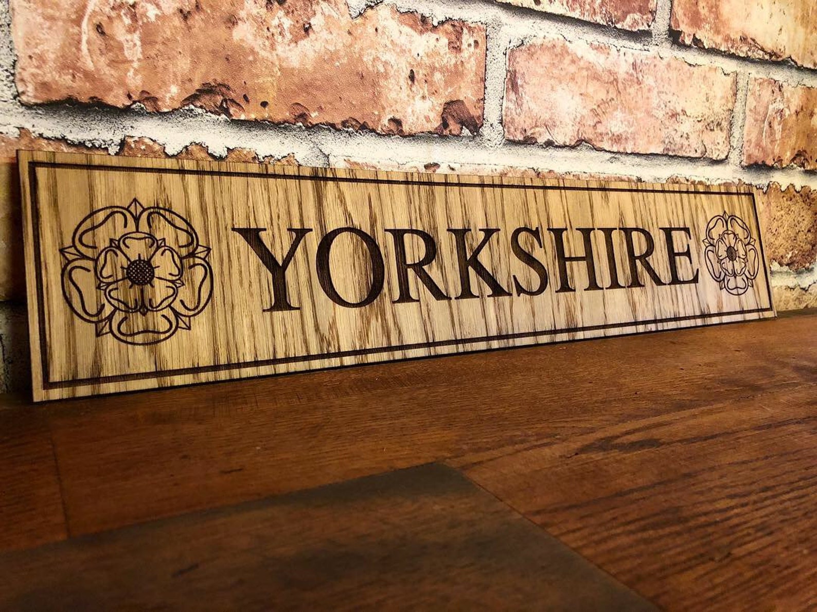 Engraved Yorkshire sign with Yorkshire rose's | Etsy