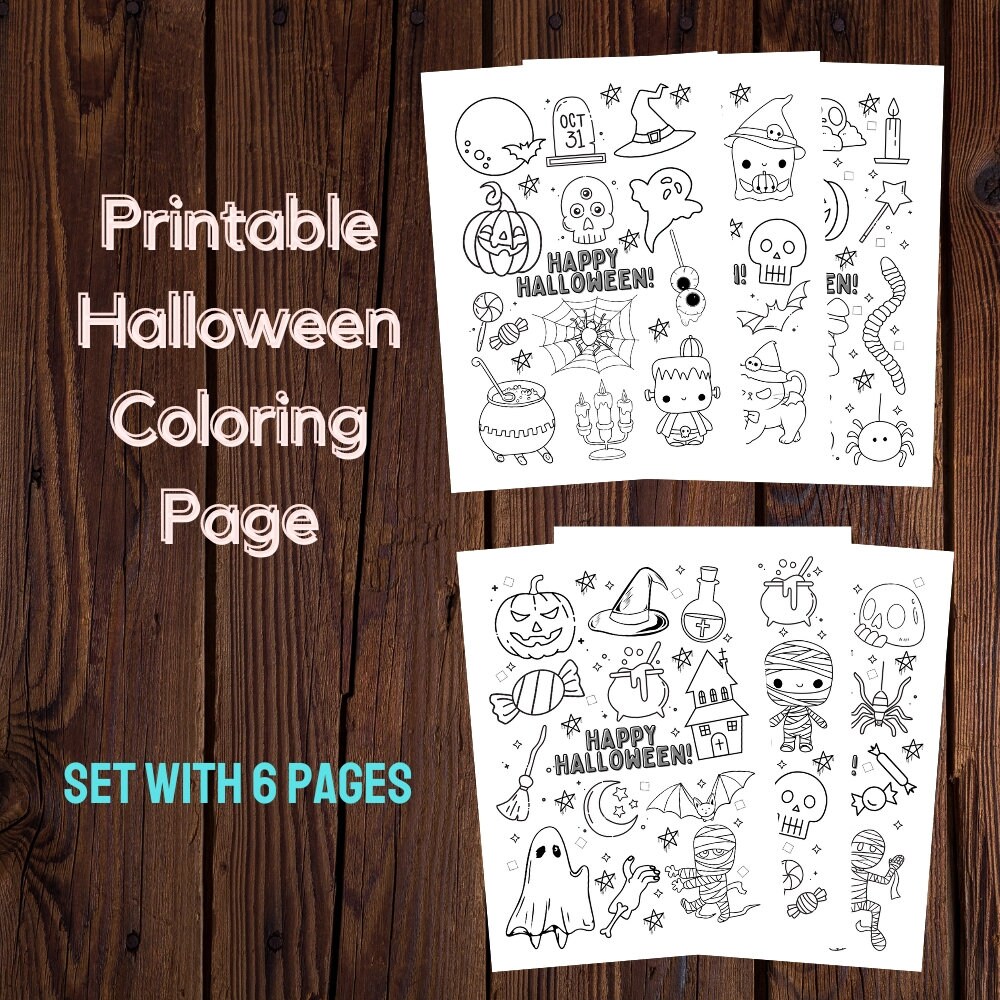 6 PRINTABLE Halloween Coloring Pages, Cute Activities, School Teacher ...