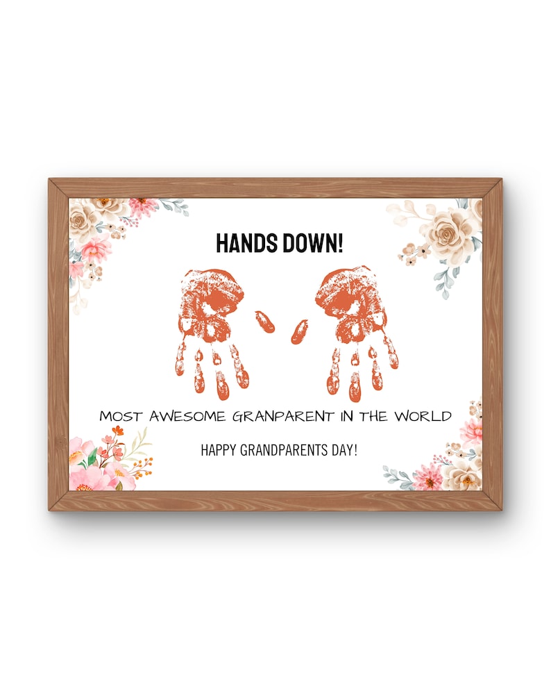 5 PRINTABLE Pages Handprint DIY Art, Grandparents Day Bundle ...