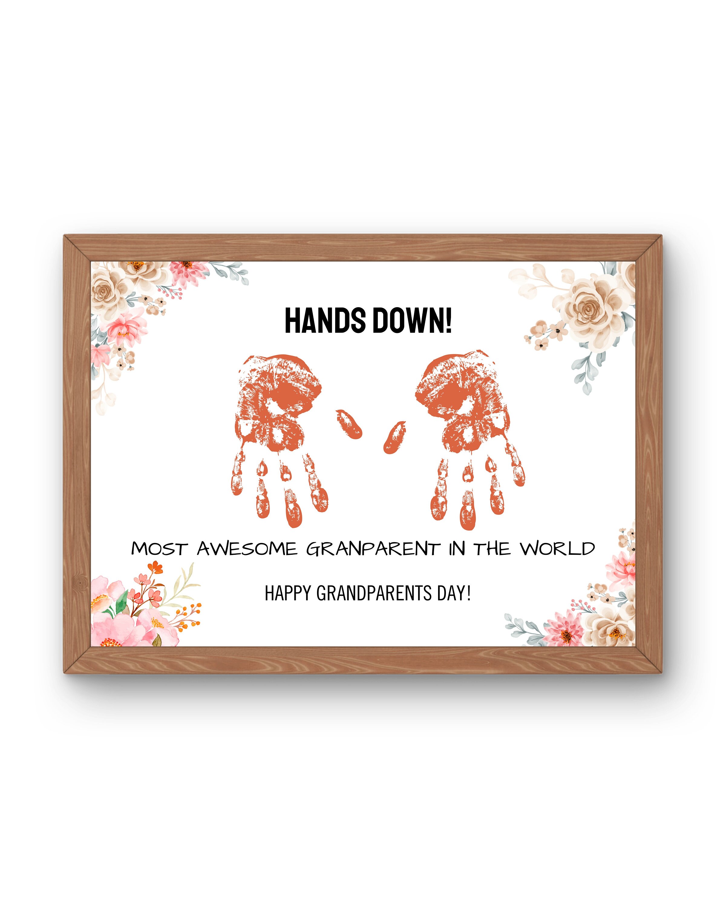 5 PRINTABLE Pages Handprint DIY Art, Grandparents Day Bundle ...