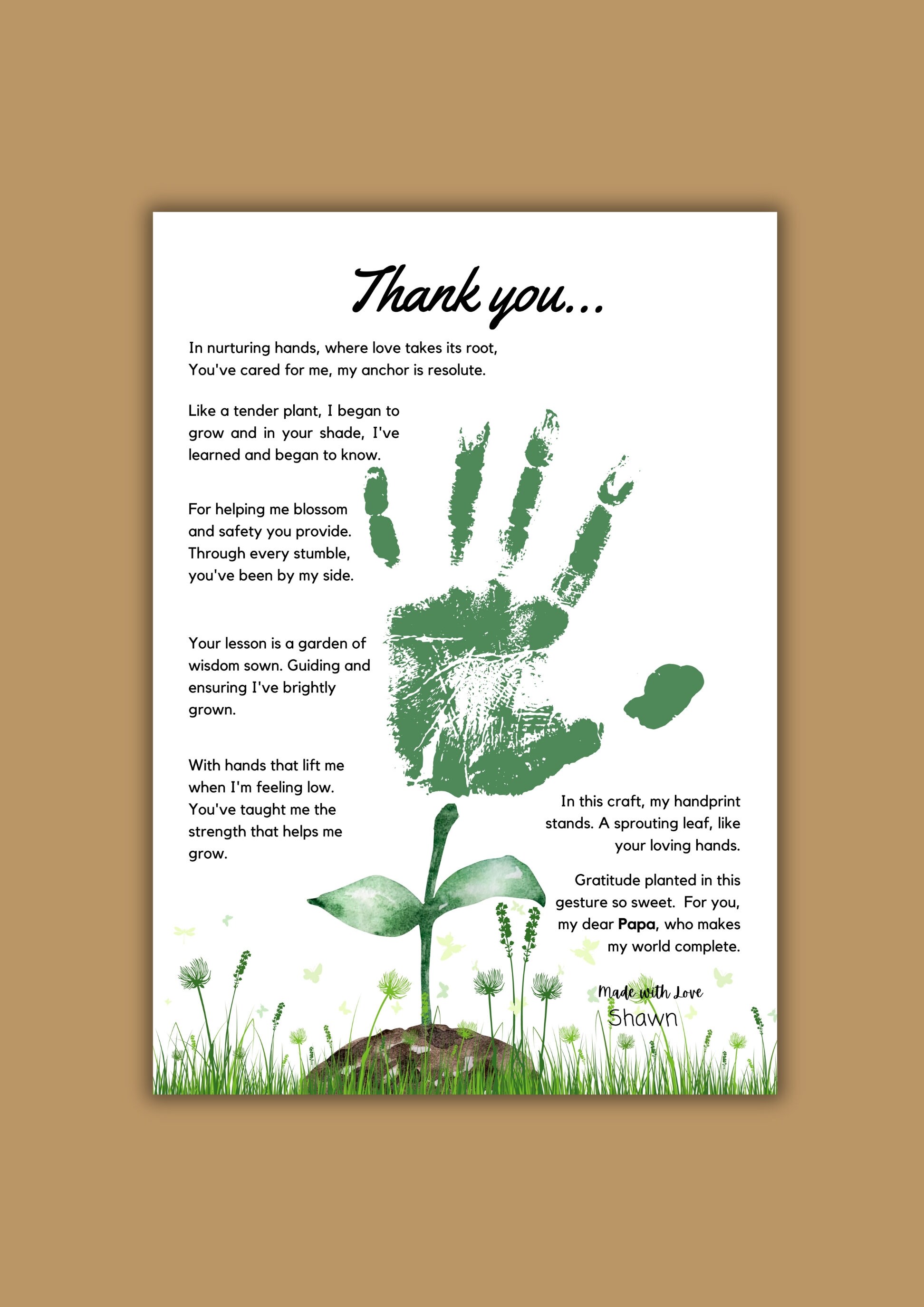 Father Appreciation Gift, Handprint Art, Instant Download, Printable ...