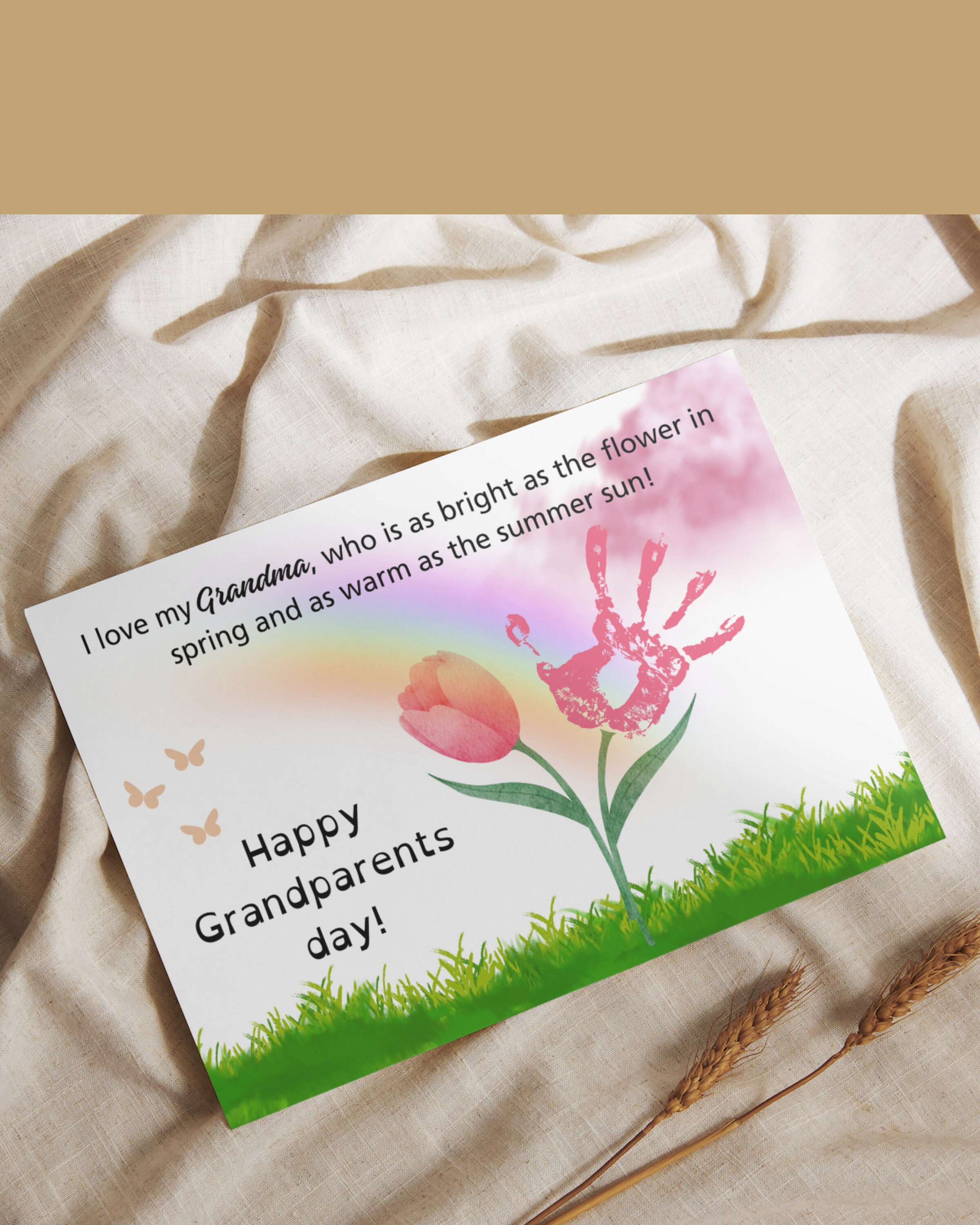 5 PRINTABLE Pages Handprint DIY Art, Grandparents Day Bundle ...