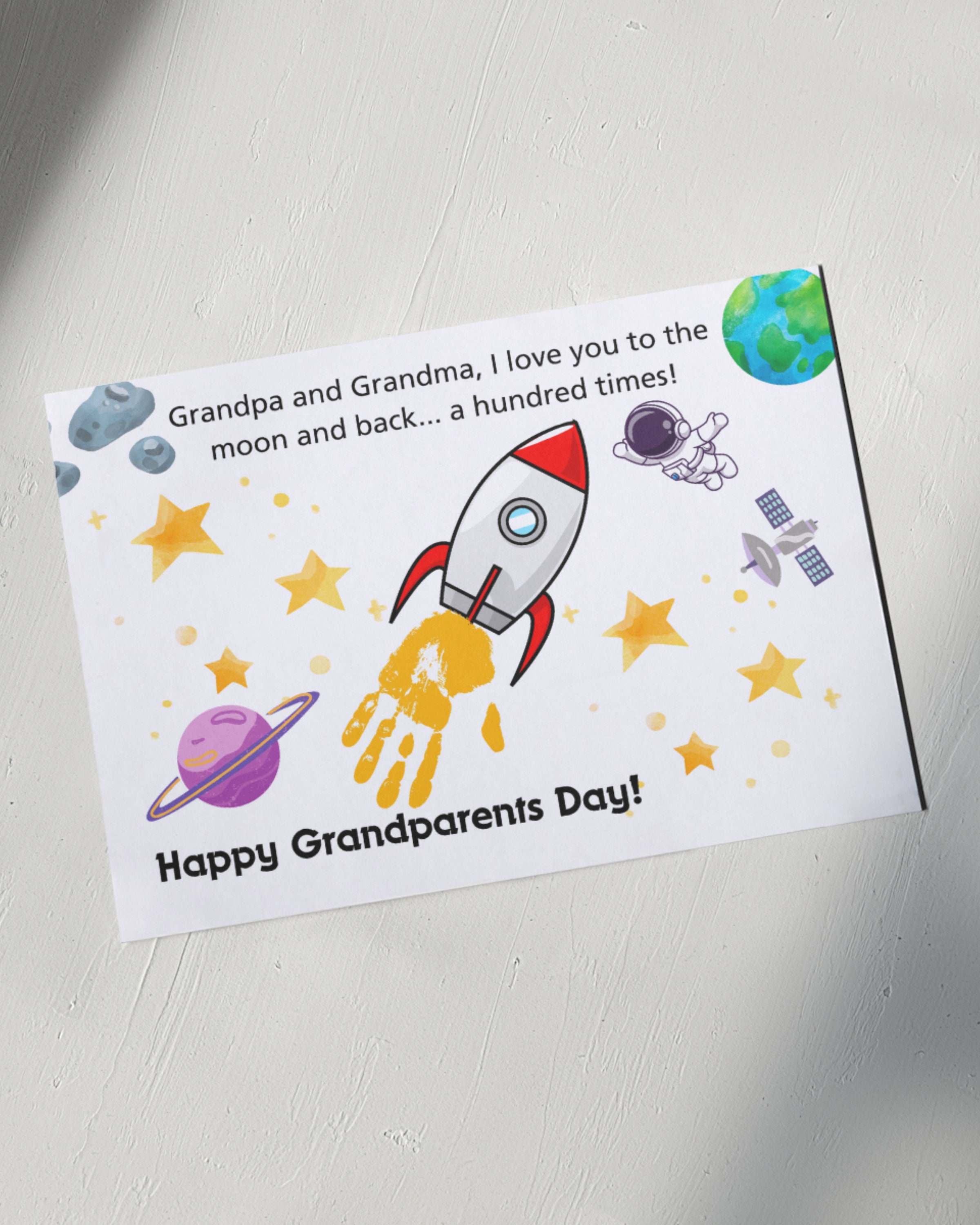 5 PRINTABLE Pages Handprint DIY Art, Grandparents Day Bundle ...