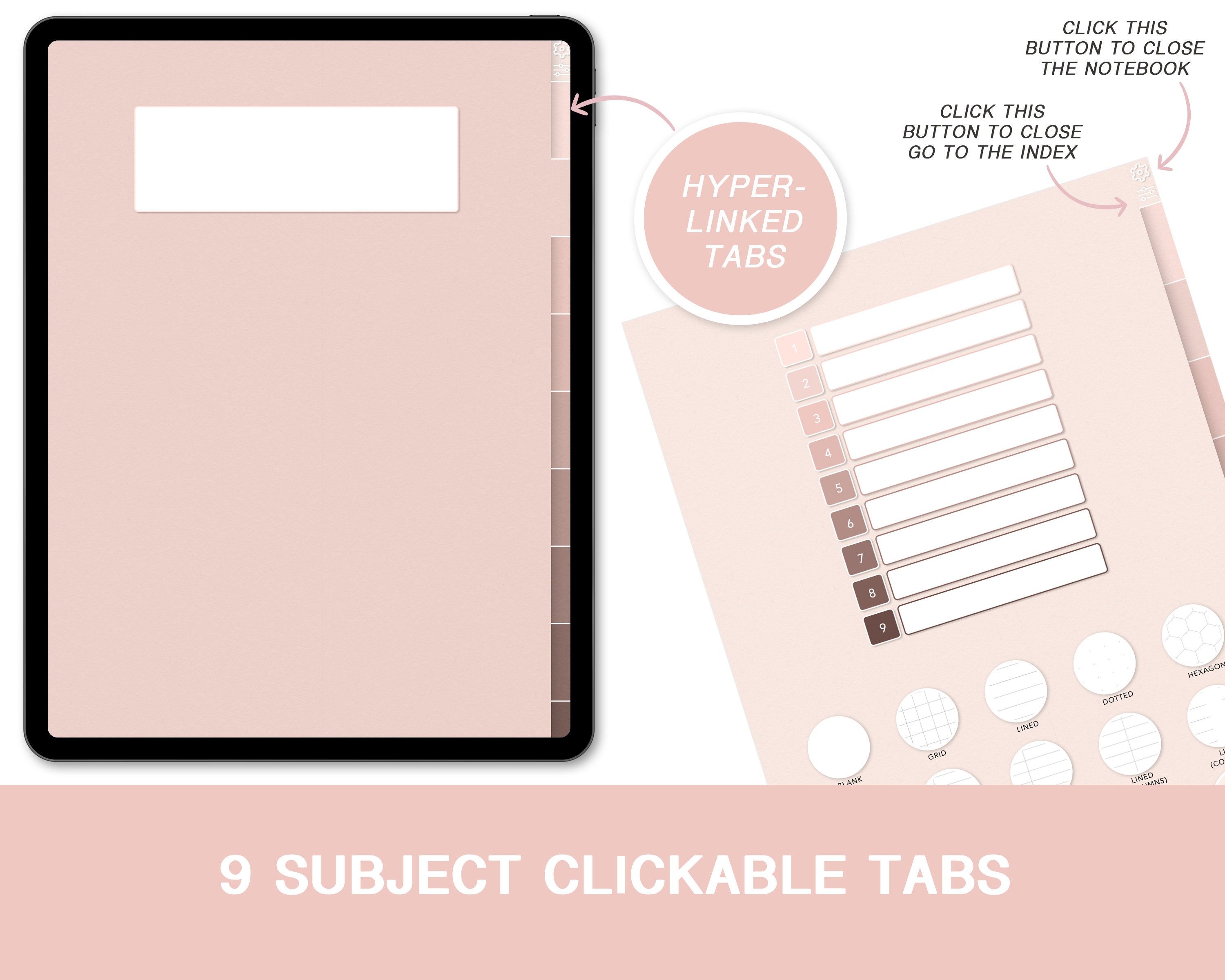 Pinks & Nudes Digital Notebook 9 Subject 17 Paper Types Goodnotes ...