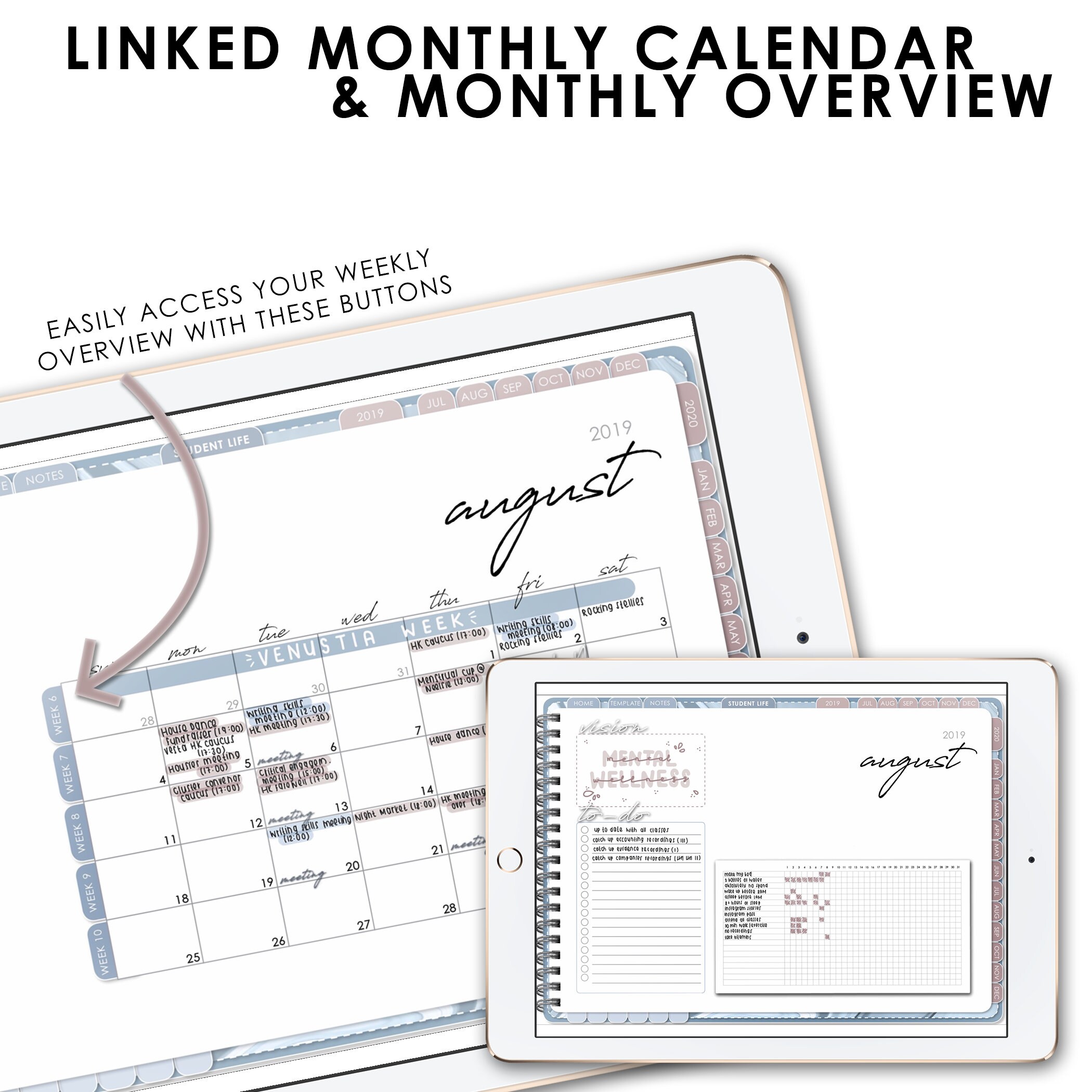 2019/ 2020 Digital Planner for Students Hyperlinked - Etsy