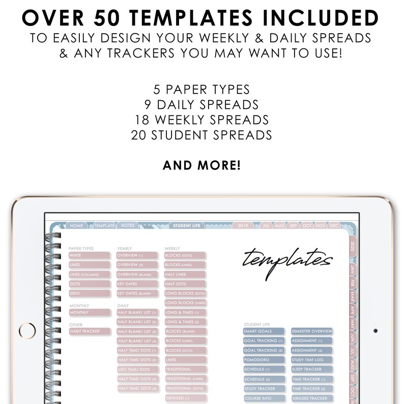 2019/ 2020 Digital Planner for Students Hyperlinked - Etsy