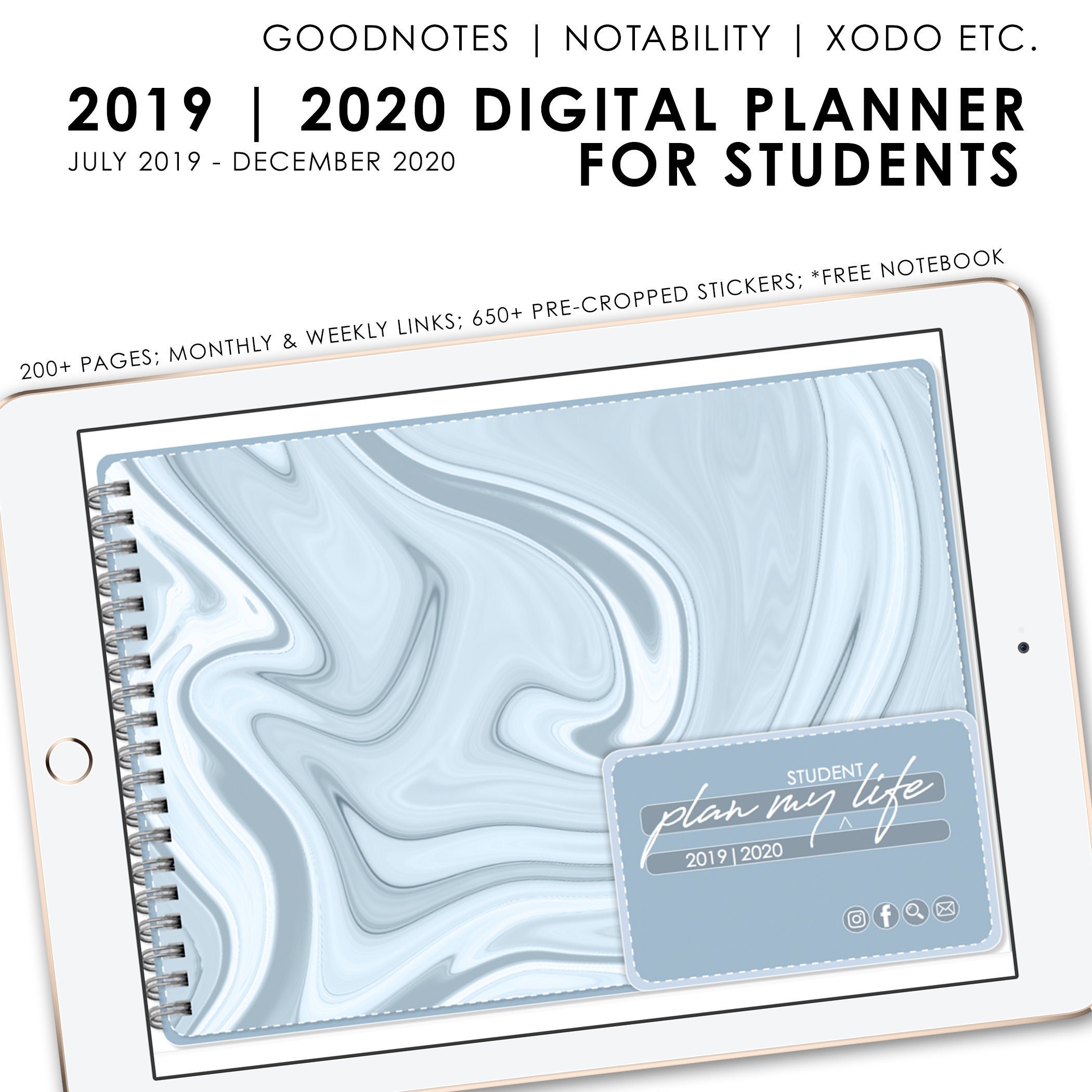 2019/ 2020 Digital Planner for Students Hyperlinked - Etsy