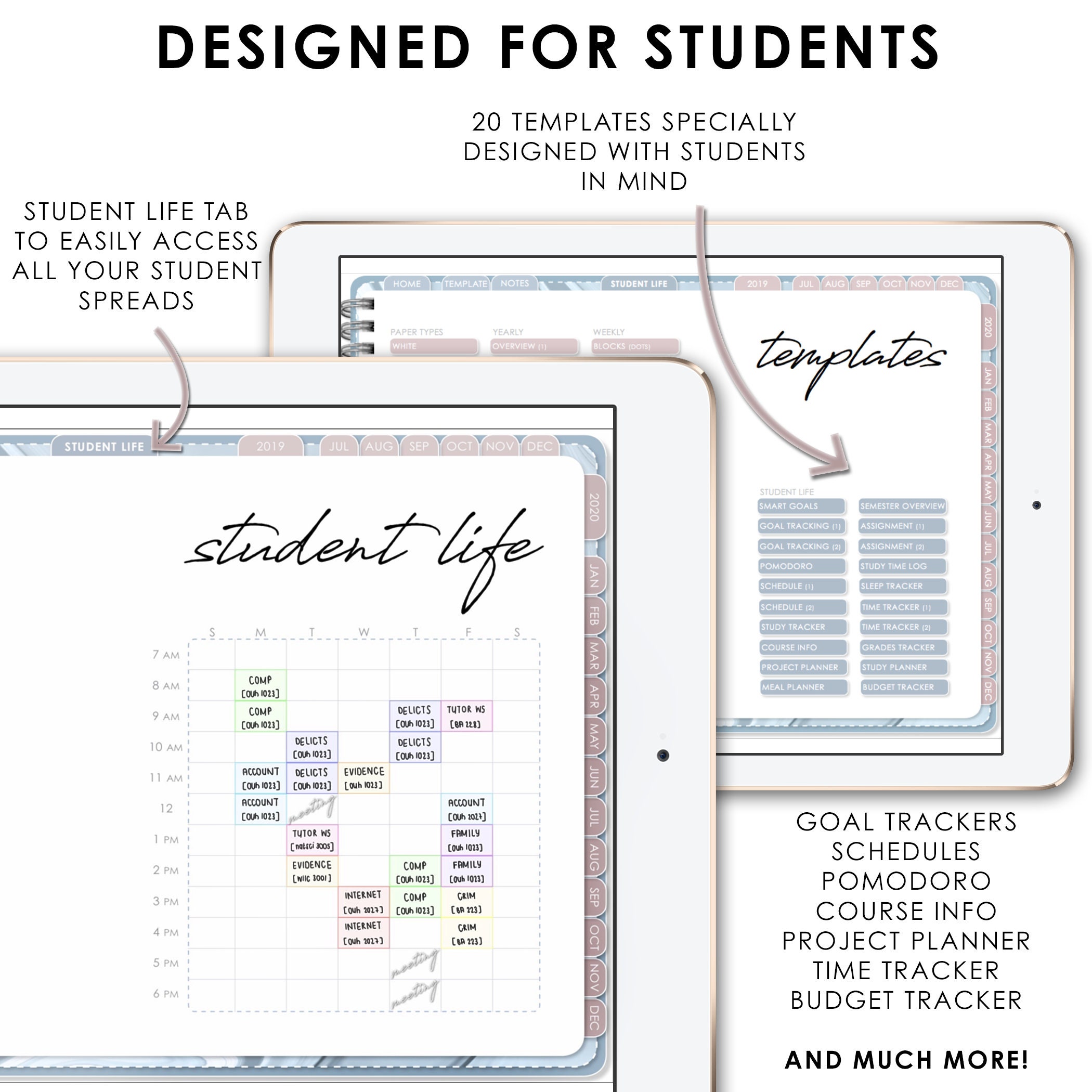 2019/ 2020 Digital Planner for Students Hyperlinked - Etsy