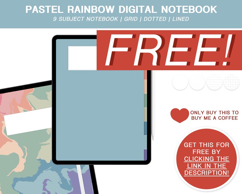 Pastel Rainbow Digital Notebook FREE Don't Buy This - Etsy