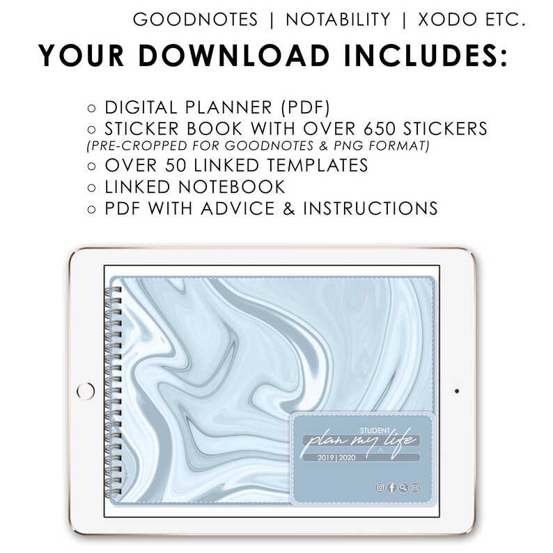 2019/ 2020 Digital Planner for Students Hyperlinked - Etsy