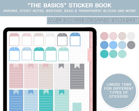 Basics Digital Sticker Book Digital Planner Goodnotes - Etsy