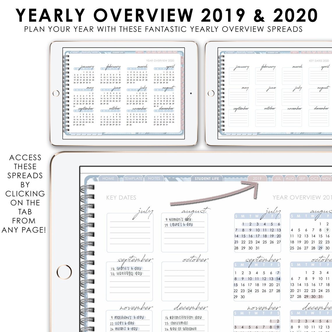 2019/ 2020 Digital Planner for Students Hyperlinked - Etsy