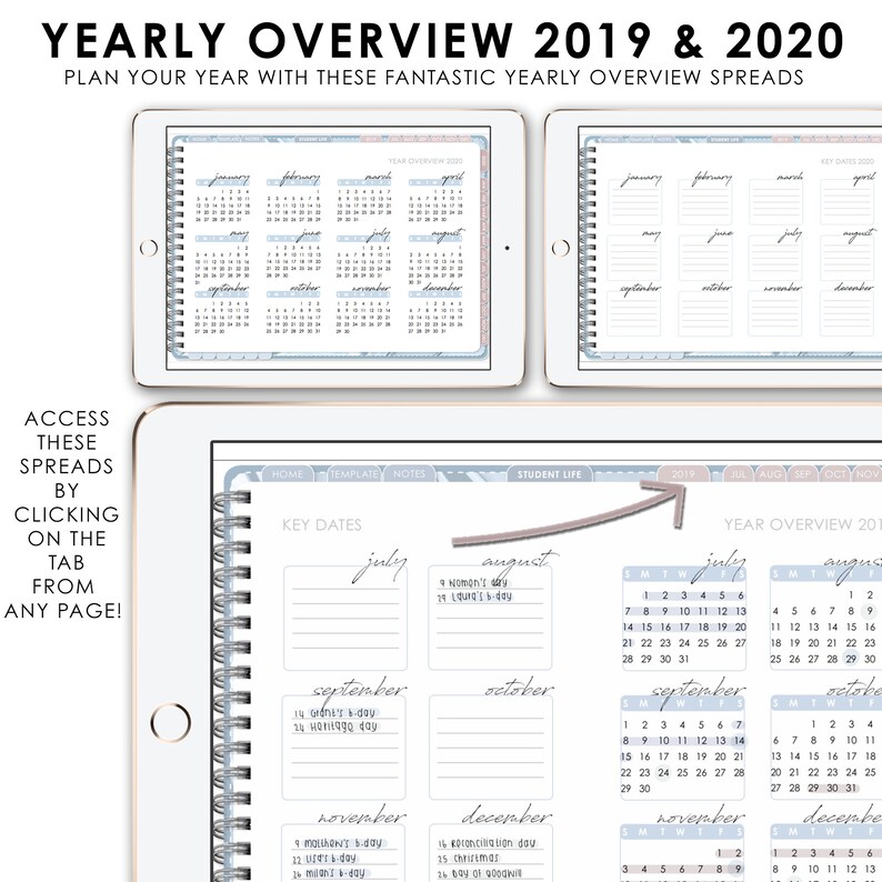 2019/ 2020 Digital Planner for Students Hyperlinked - Etsy