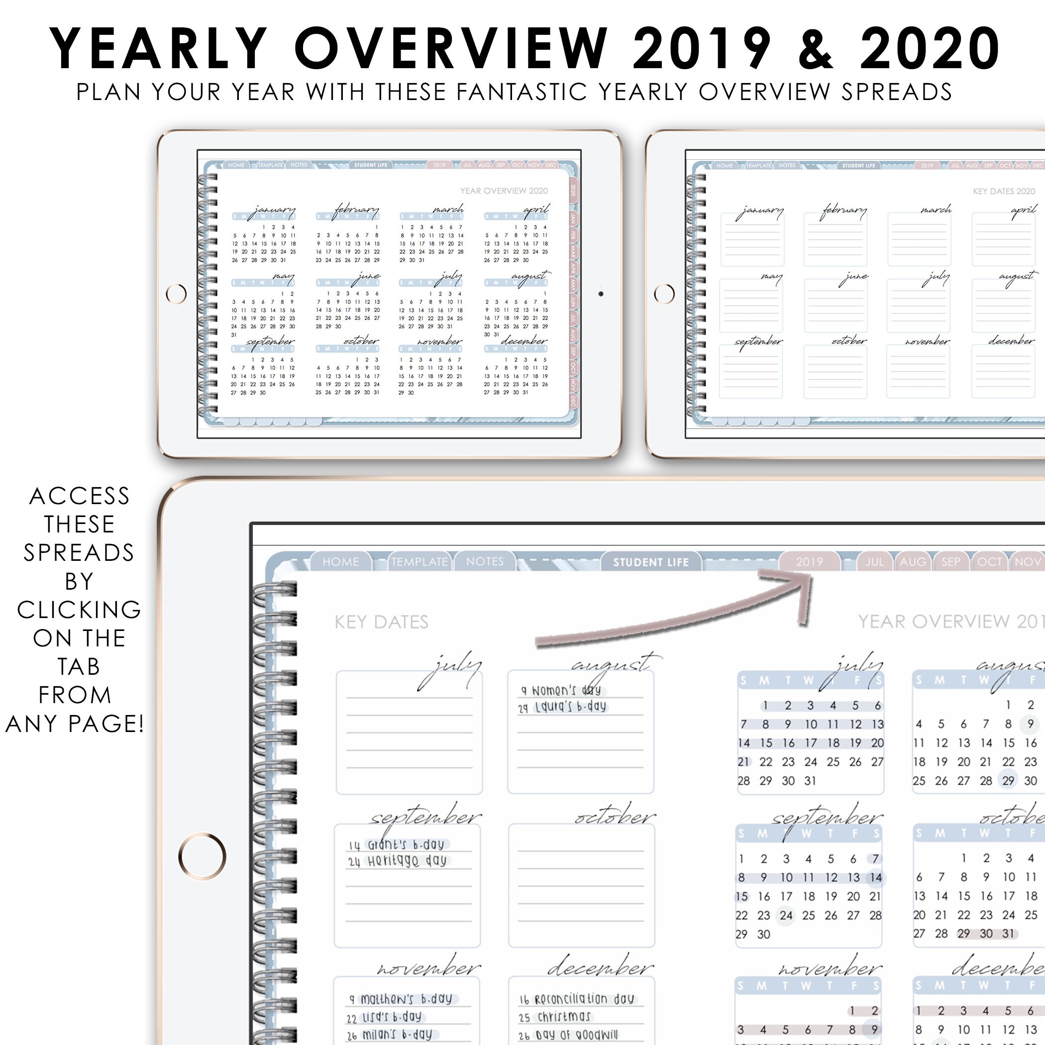 2019/ 2020 Digital Planner for Students Hyperlinked - Etsy