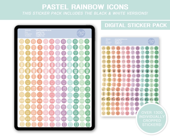 Pastel Rainbow Sticker Pack Digital Stickers Digital | Etsy