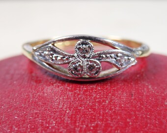 Antique Victorian Double Trefoil Diamond Gold Ring - Etsy