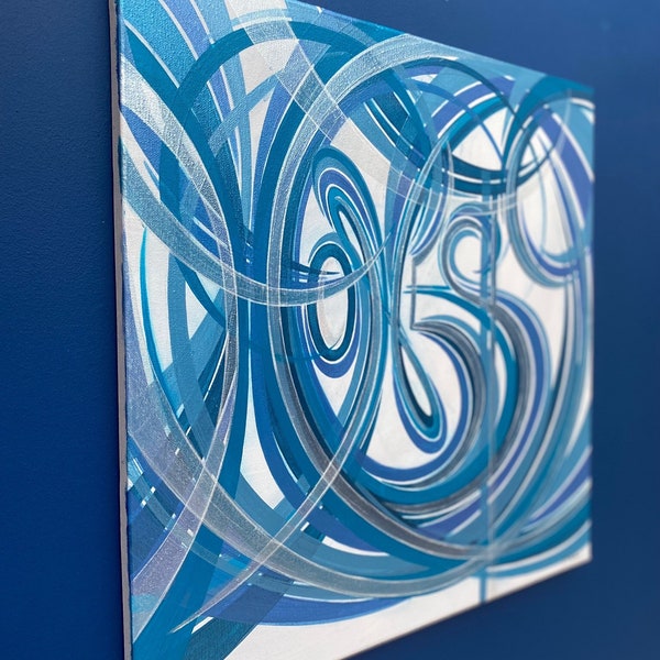 Positive Word Art Abstract Painting Word Art Blue Painting Abstract ...