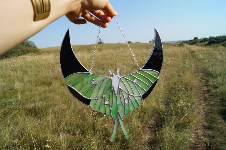 Luna Moth Moon Stained Glass Pattern, Moon Pattern, Digital Download ...