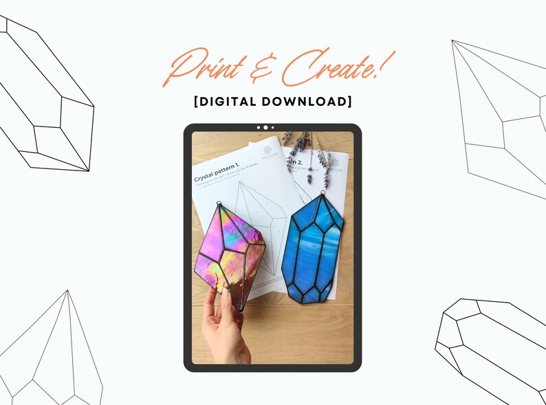 Crystal Bundle Stained Glass Pattern, Crystal Pattern, Digital Download ...