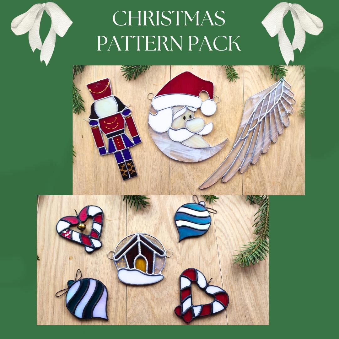Stained Glass Christmas Pattern Bundle, Digital Download, Santa Claus ...